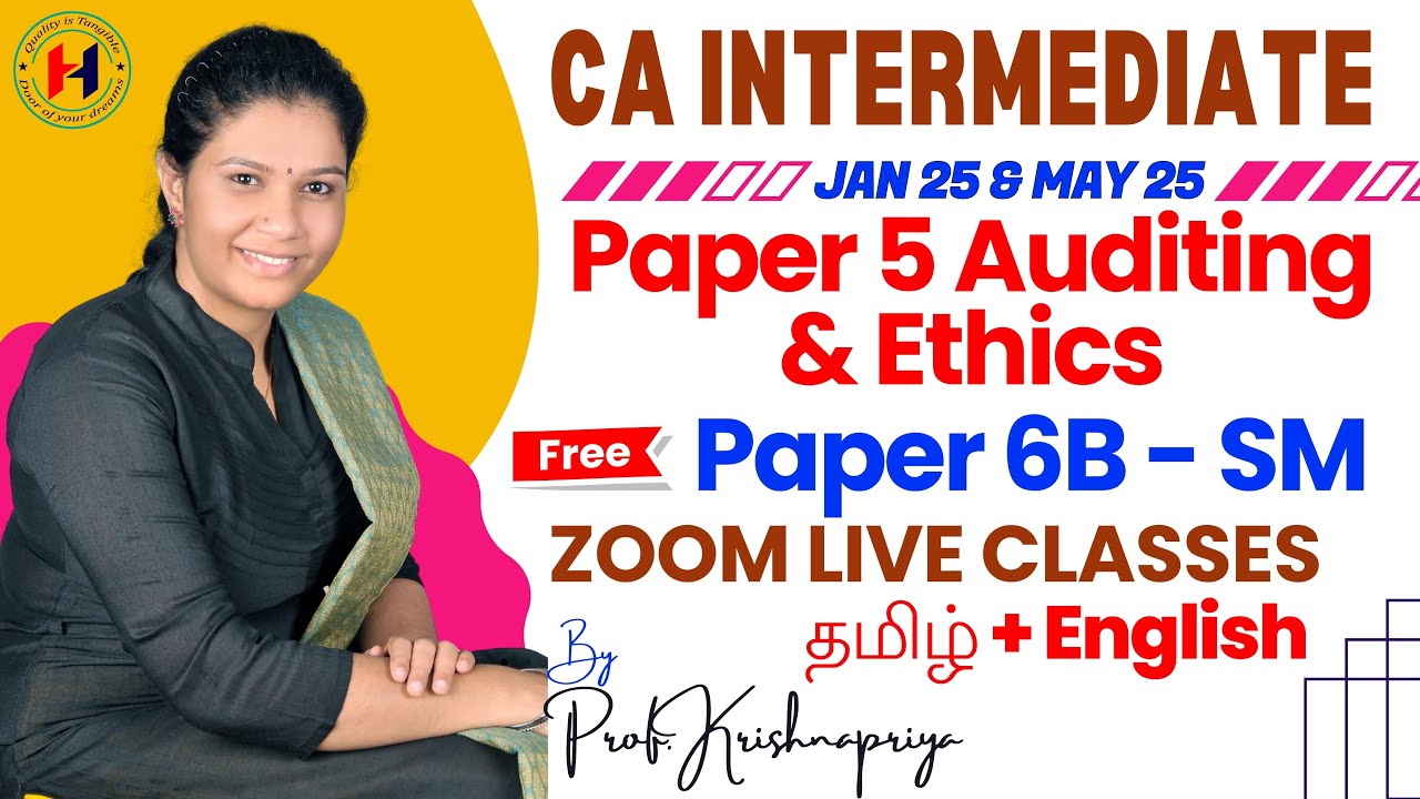 CA Inter Auditing & SM Regular Live Classes in Tamil+English for Jan 25 & May 25 ⁠@voiceofkaypee ...