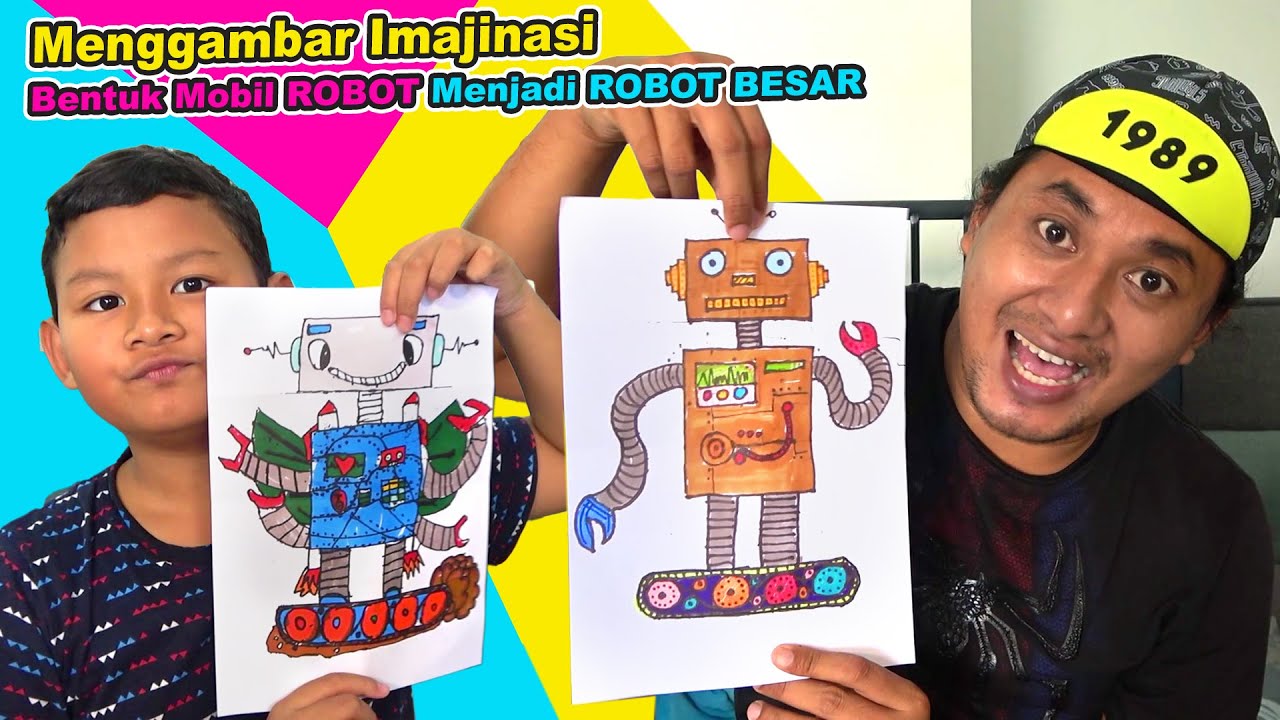 Menggambar Bentuk Robot Unik Dan Lucu - YouTube