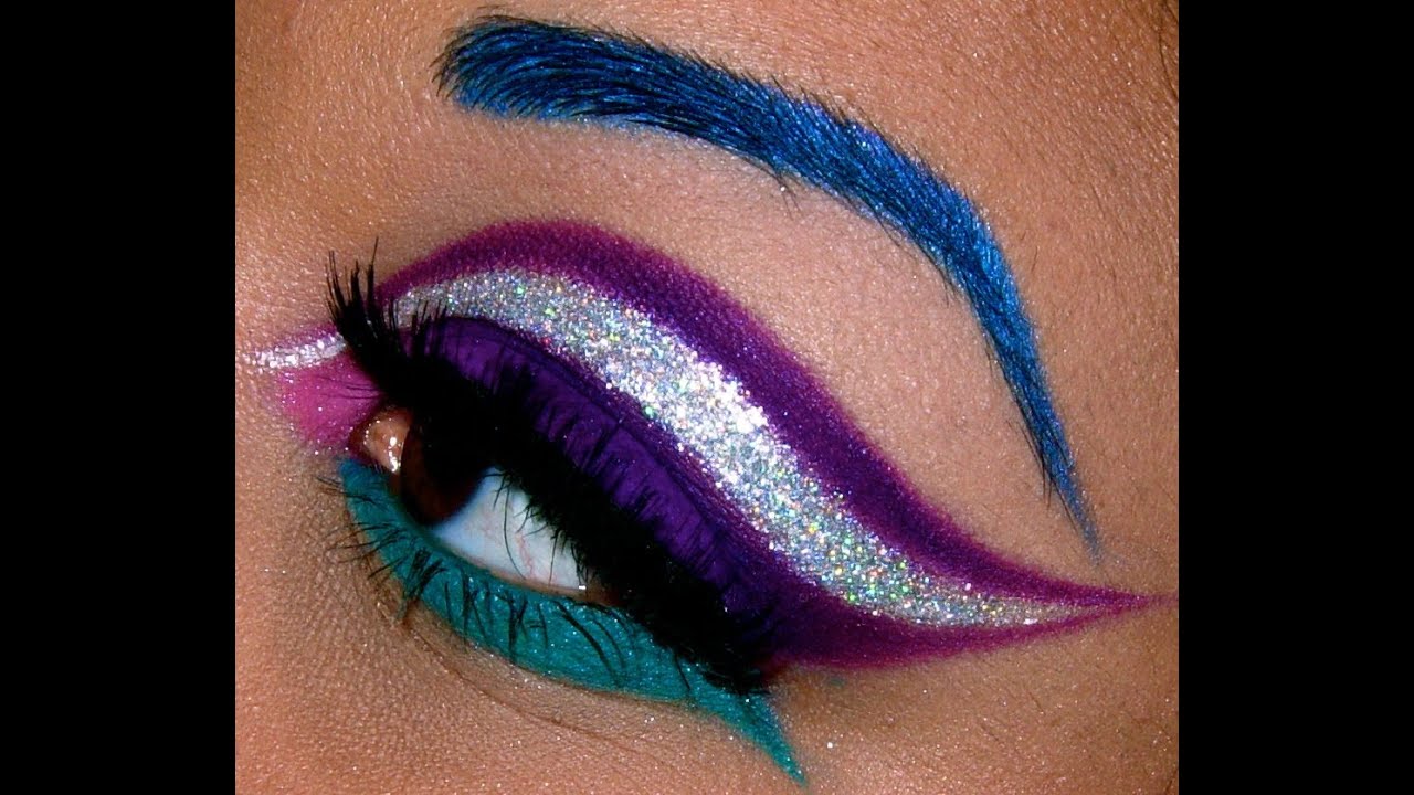 Purple, Turquoise, Glitter, and Blue Brows! - YouTube