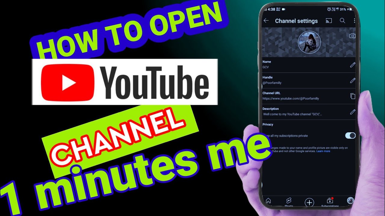 How to open YouTube channel// 1 minutes me - YouTube