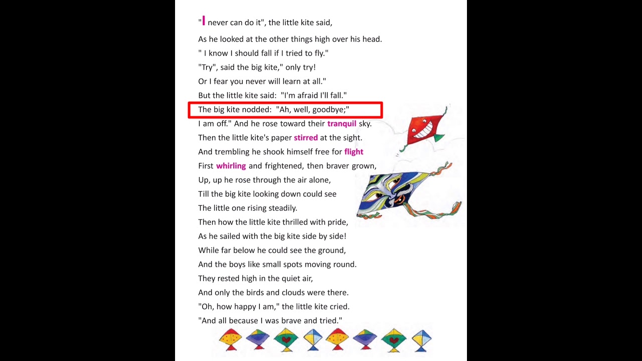 ENGLISH*CLASS VI*"HOW THE LITTLE KITE LEARNED TO FLY" by KATHERINE PYLE ...
