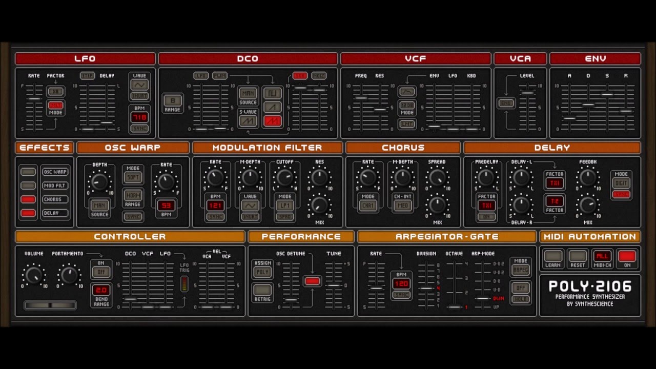 Analogiska (VSTi clones of Roland Juno-106, Oberheim OB-X, Moog Taurus ...