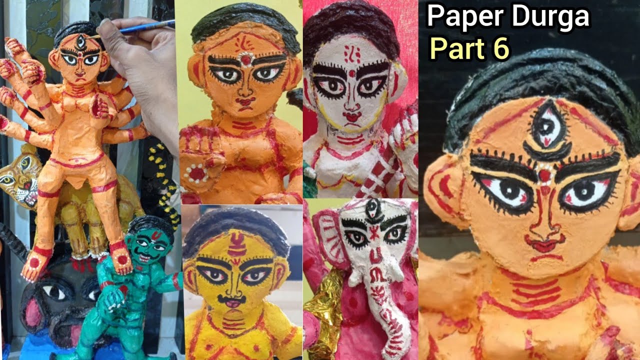 Paper Durga 2023🌸|Part 6💥|How I draw the eyes of my Paper Durga|Maa ...