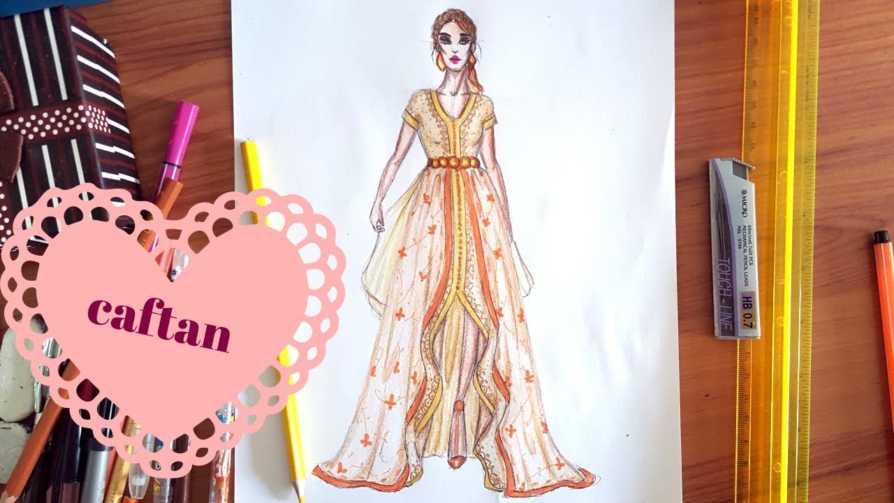 Fashion Drawing: Caftan Fashion Style for Summer - YouTube