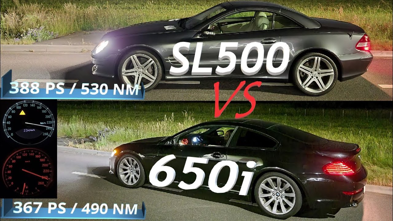 Mercedes SL 500 R230 vs BMW 650i E63 Acceleration 0-250 Km/h - YouTube