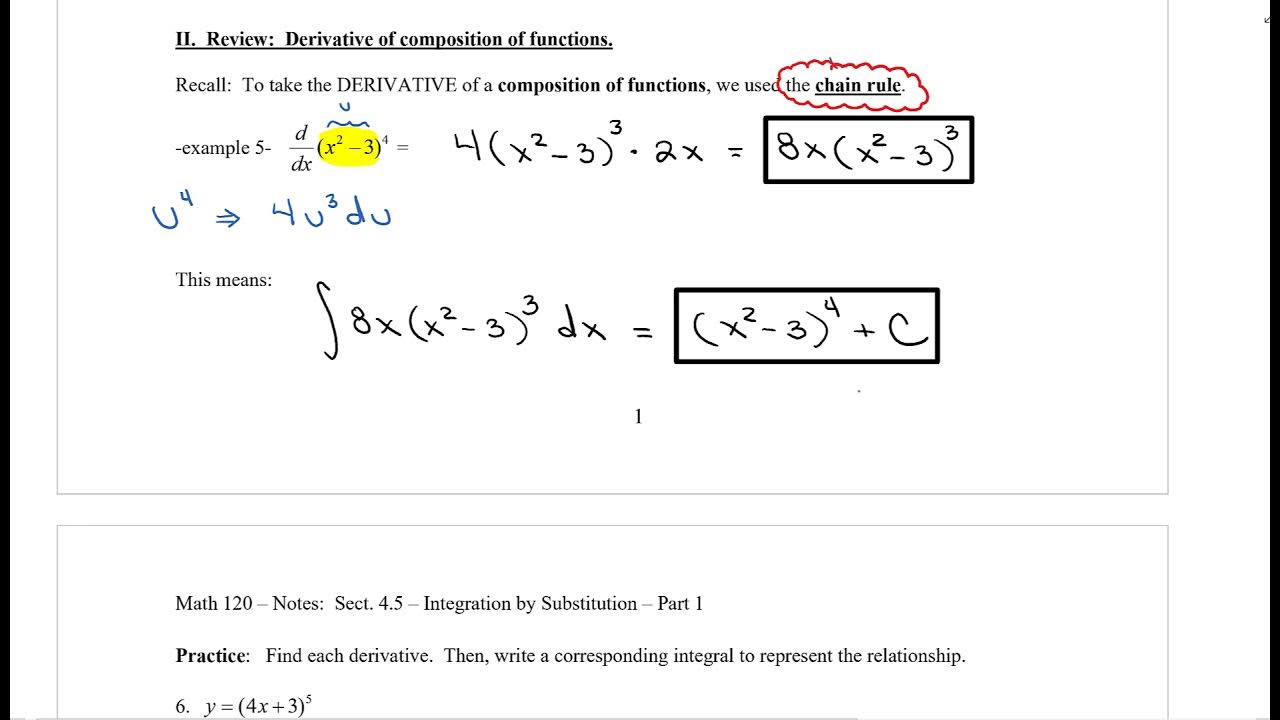 4.5 Integration by Substitution Part1: Change of Variable U-Substitution for Indefinite ...