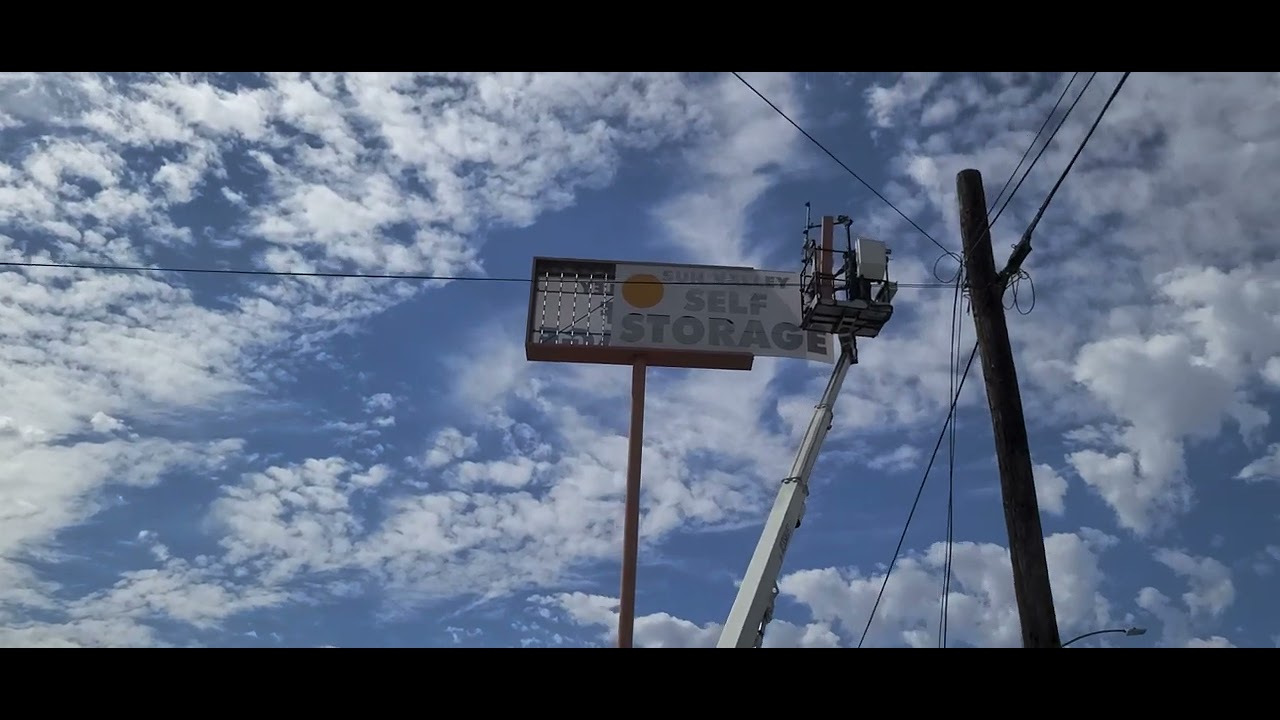 pylon sign installation - YouTube