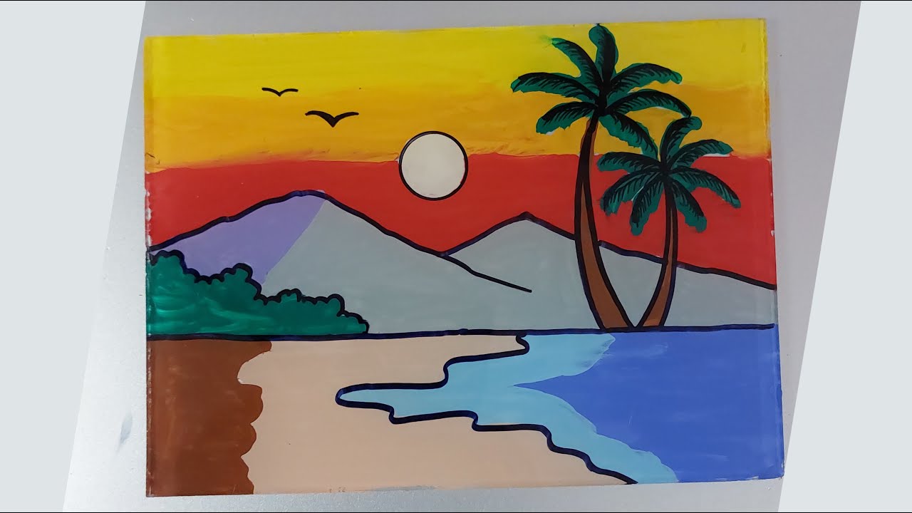 Sunset glass painting for beginners || easy glass Painting ||@mr ...
