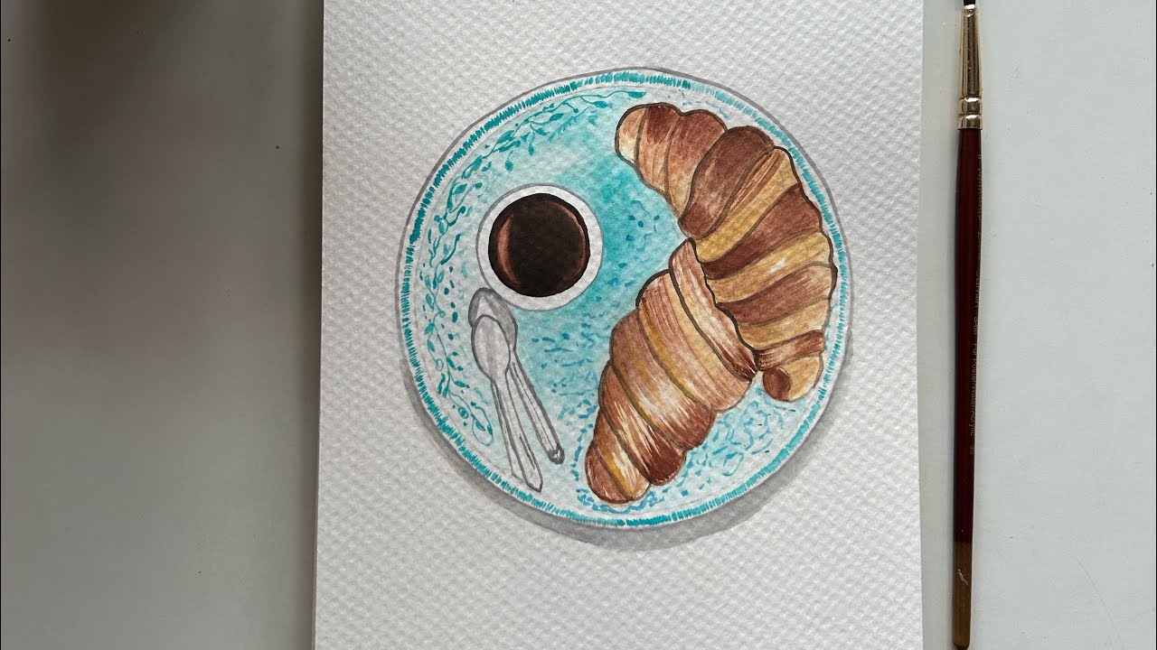 Crossiant painting |watercolour art | Realistic painting | Easy ...
