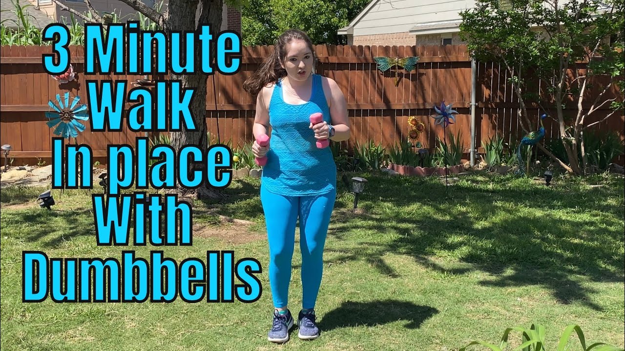 3 Minute Walking In Place With Dumbbells Workout - YouTube