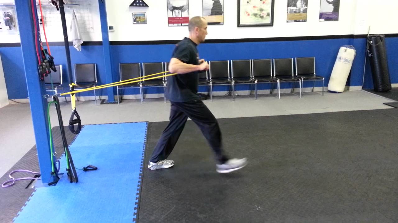 Forward Lunge and Chest Press with Band - YouTube