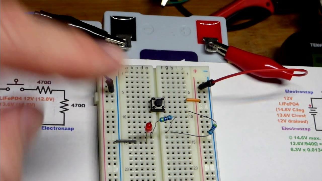 Push button switch controlled LED circuit powered with 12V LiFePO4 battery - YouTube