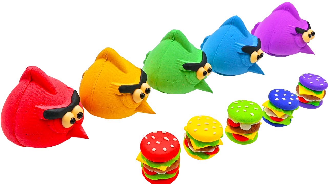 Satisfying Video l How to make Rainbow angry birds eat hamburger with ...