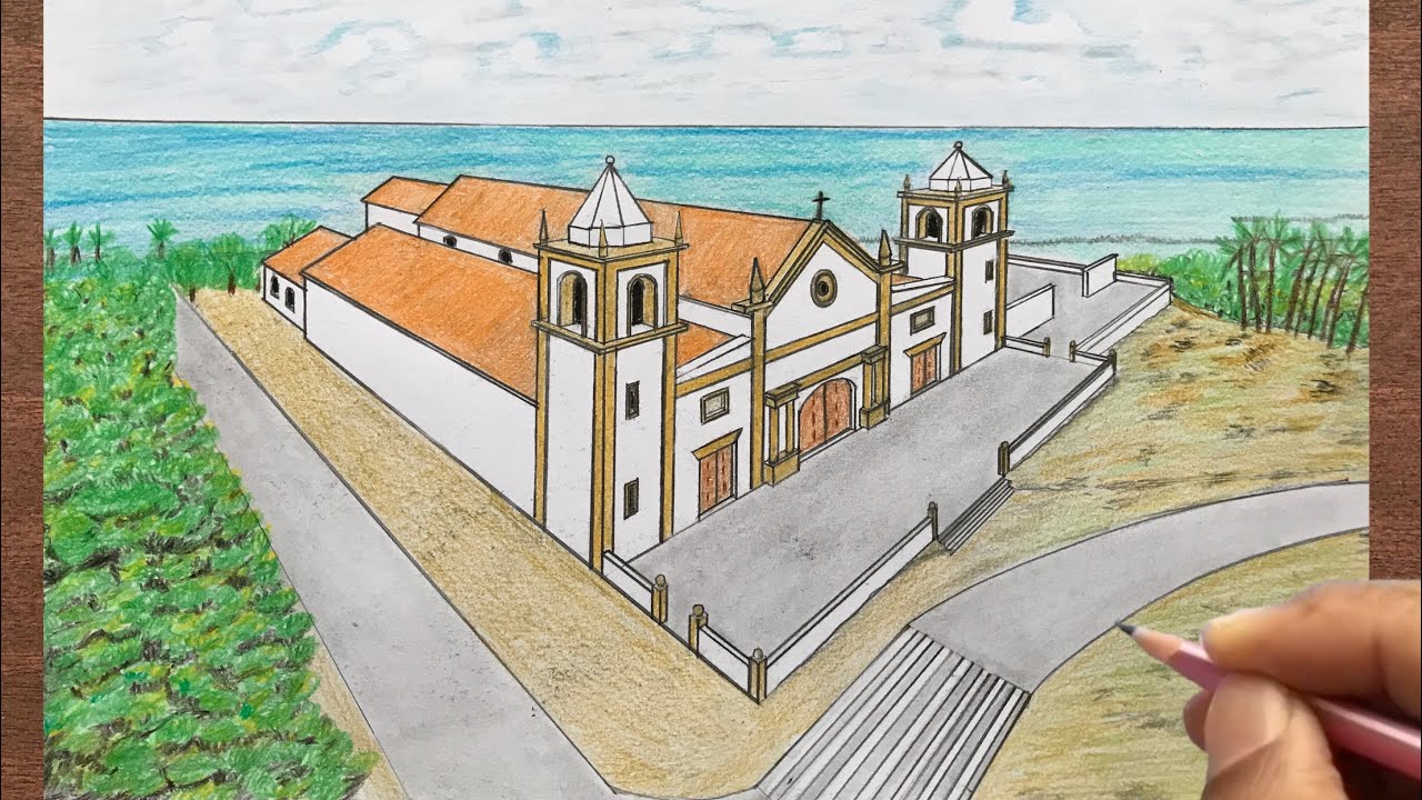 How to Draw a Church in 2-Point Perspective - YouTube