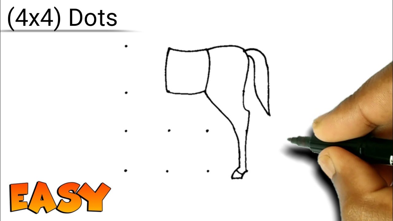 How to draw a horse from 4x4 dots | डॉट्स के साथ आसान घोड़ा ड्राइंग ...