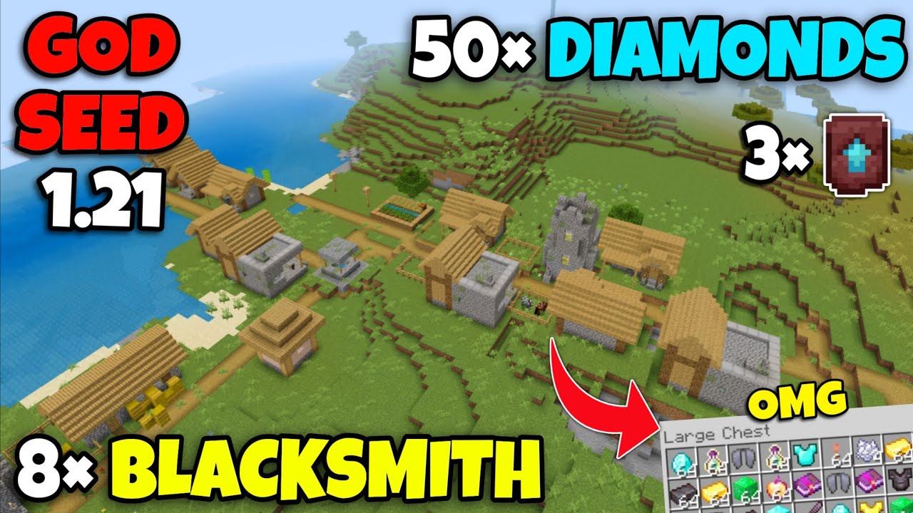 God Level Seed For Bedrock and PE 1.21 | 8 Blacksmith, Ruined Portal ...