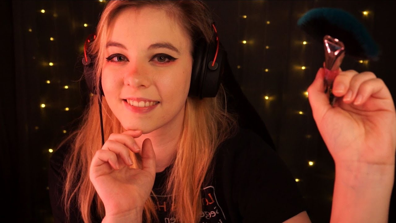 ASMR | extra sleepy face brushing with cozy whispering and rain - YouTube