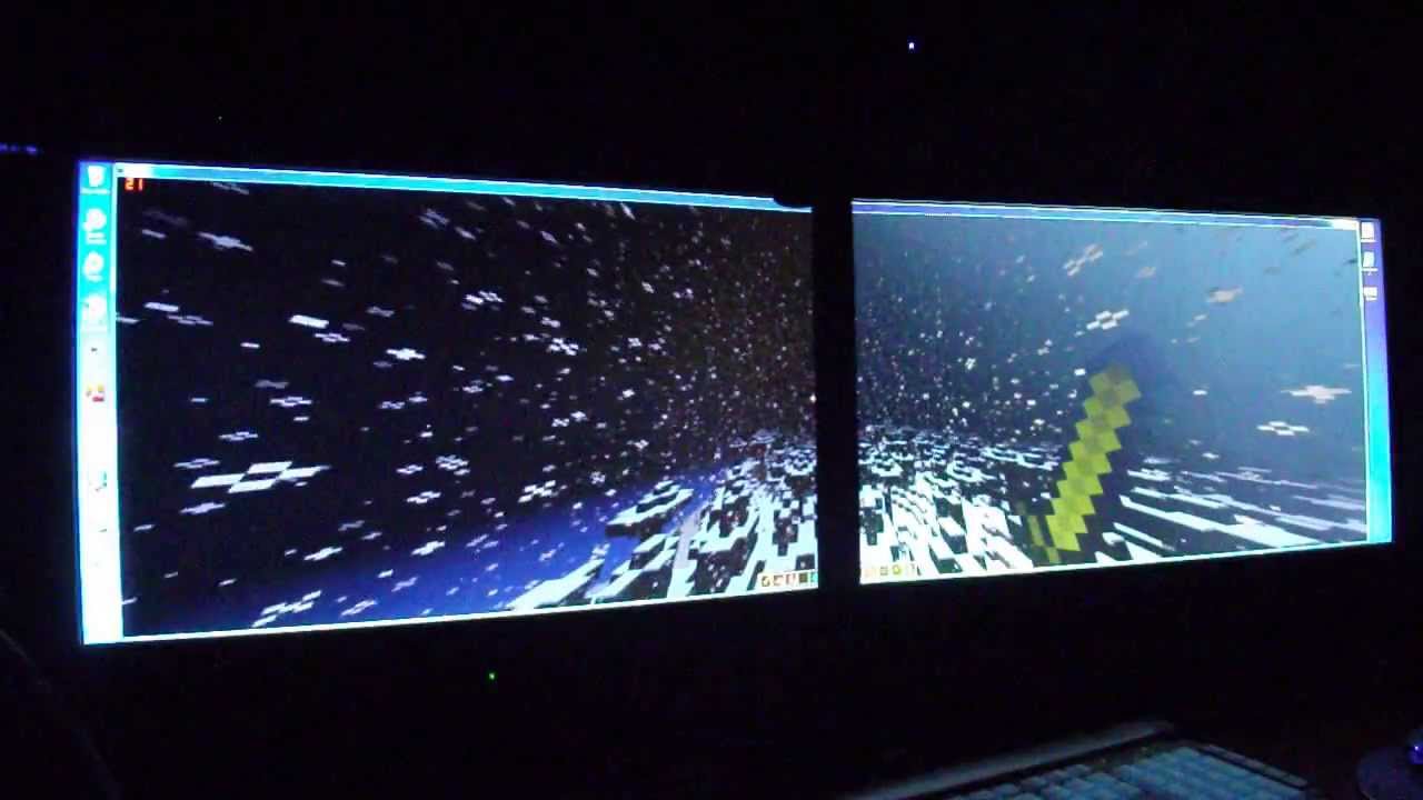 Minecraft Dual Monitor Gameplay Eyefinity - YouTube