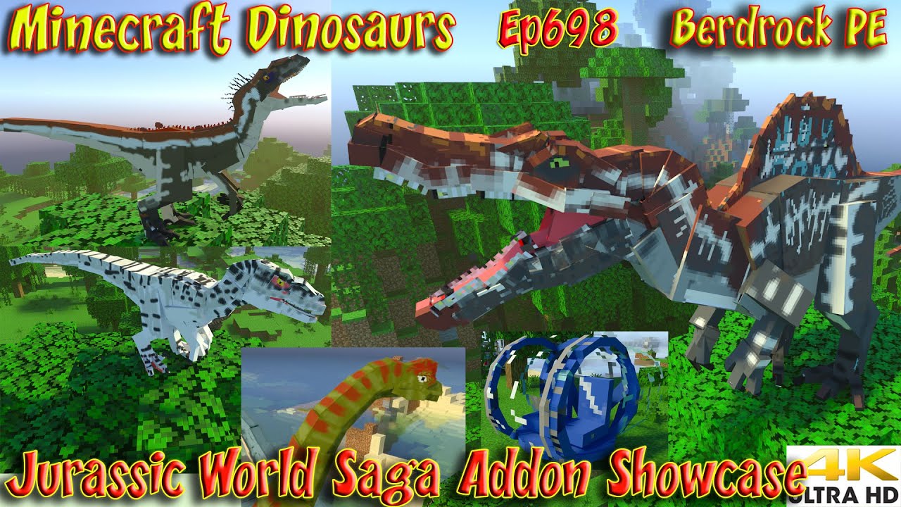 Jurassic World Saga Addon Dinosaur Showcase Bedrock PE Minecraft ...
