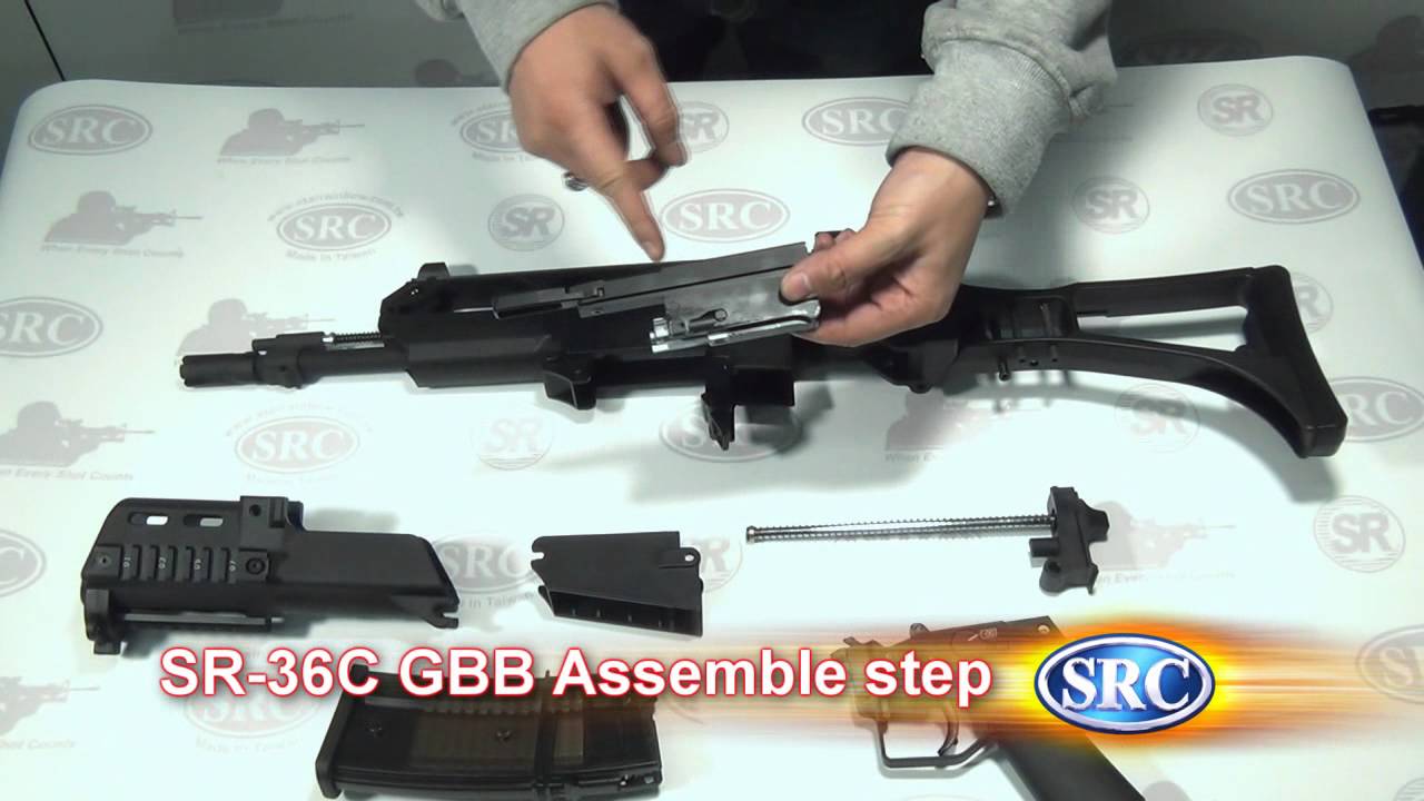 SRC SR36C (G36C) GBB 6mm Airsoft Rifle field strip & assemble step ...