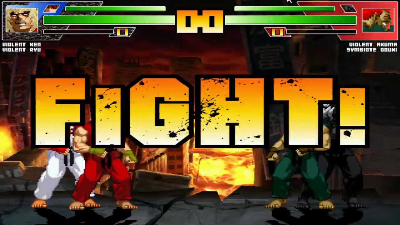 [Simul] V.Ken y V.Ryu vs V.Akuma y Symbiote Akuma - [Mugen] - YouTube