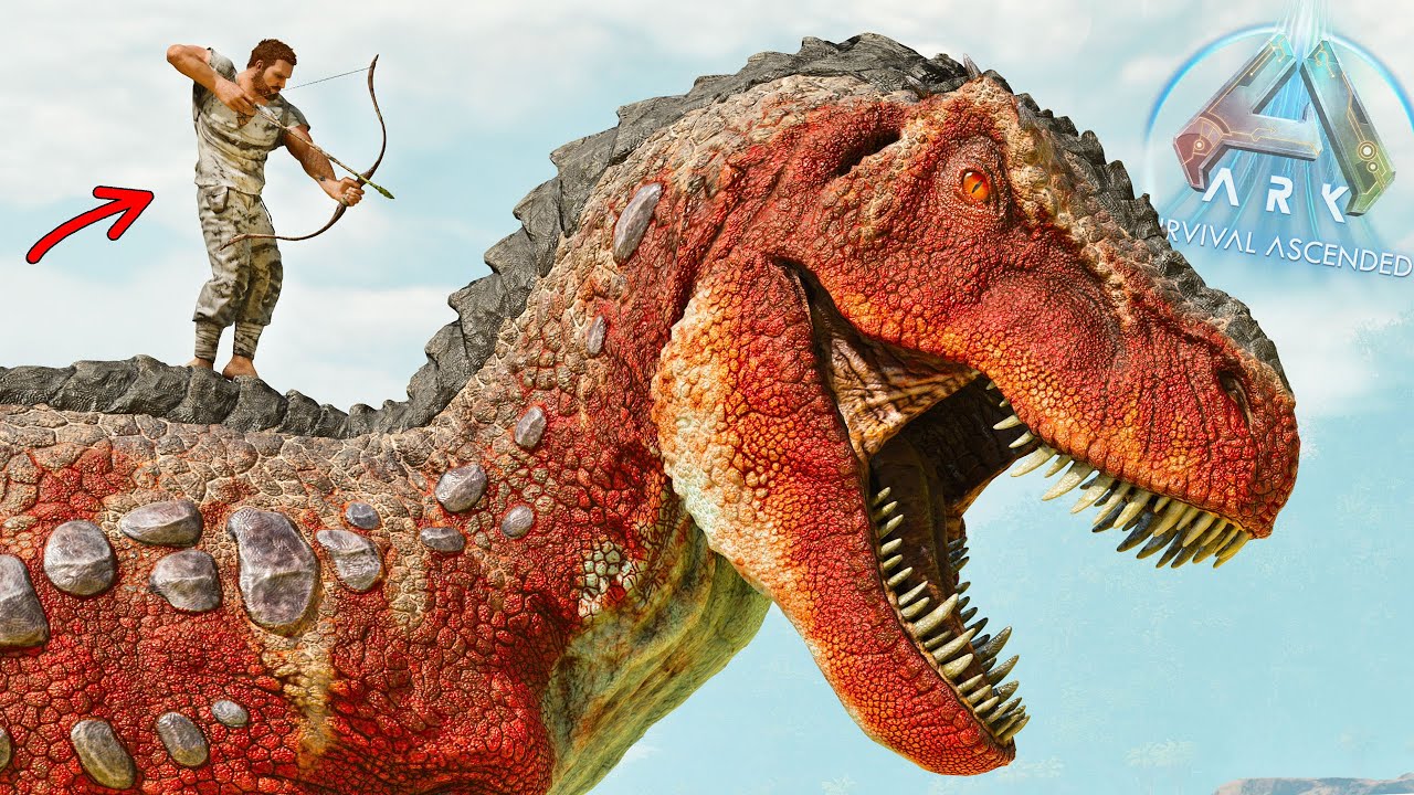 CAZO AL REY! NUEVO ARK ASCENDED Y MI PRIMER DINOSAURIO TIRANOSAURIO REX! juego dinosaurios ...