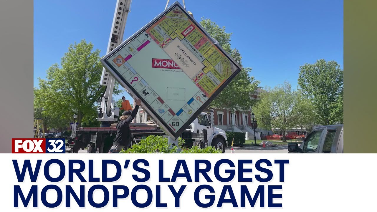 World's largest Monopoly game unveiled in Illinois - YouTube