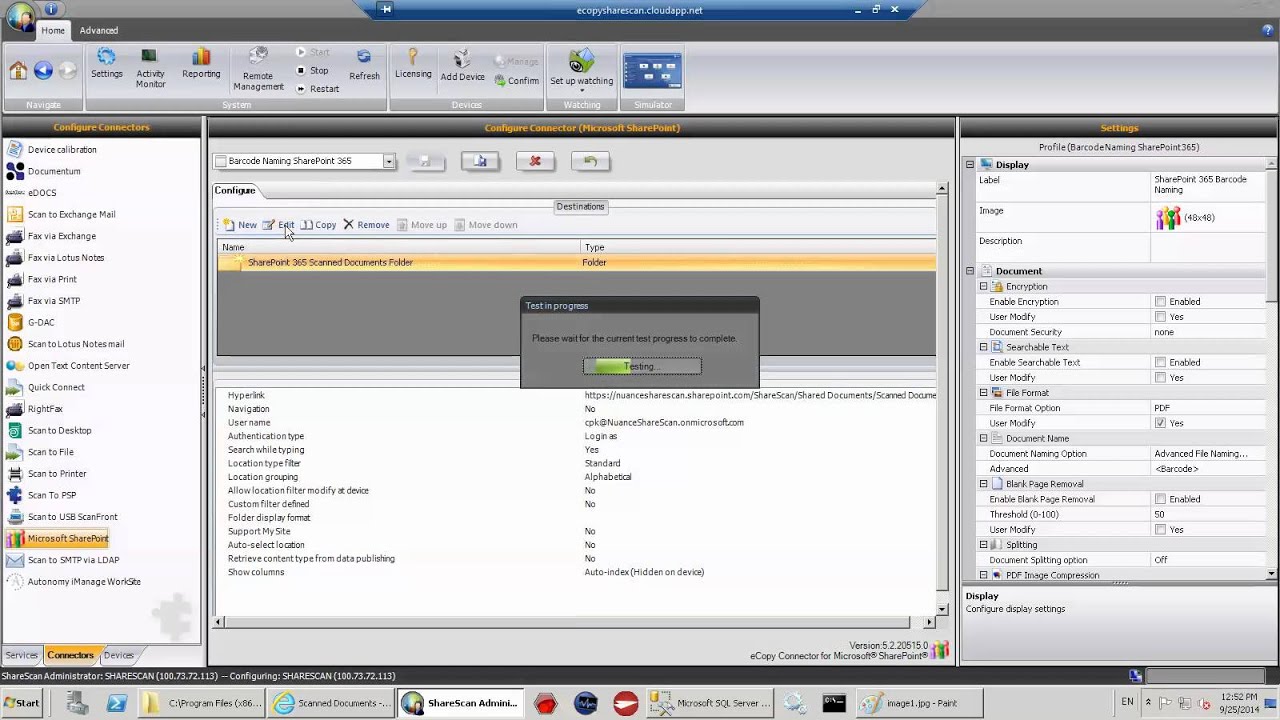 eCopy ShareScan - Scan to SharePoint with Barcode Naming - YouTube