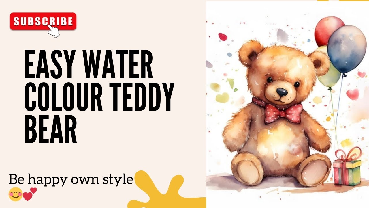 Easy teddy bear drawing#easy teddy bear painting with water colour# ...