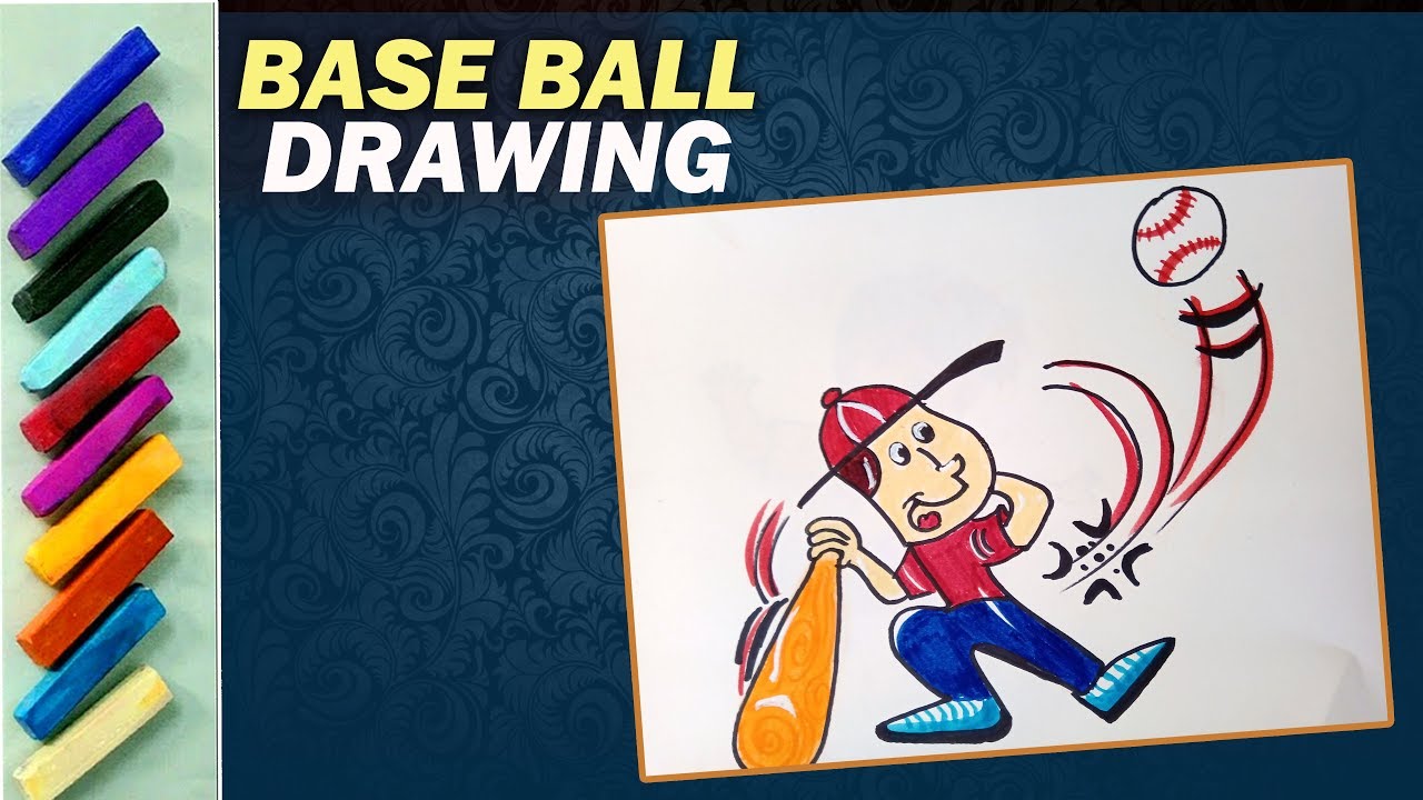 How To Draw A Baseball Player | Baseball Player Drawing In Easy Way ...