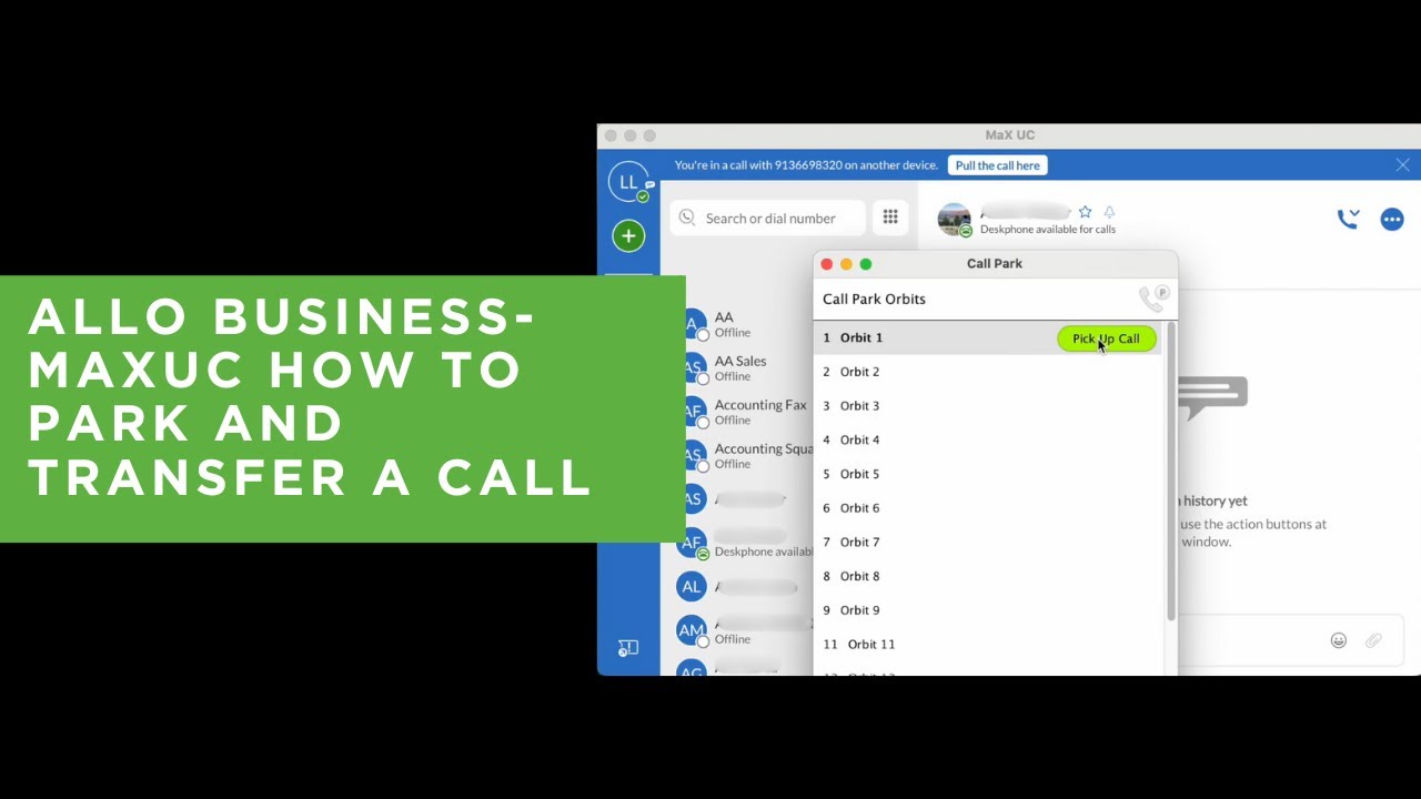 ALLO Business MaxUC How to Park and Transfer a Call - YouTube