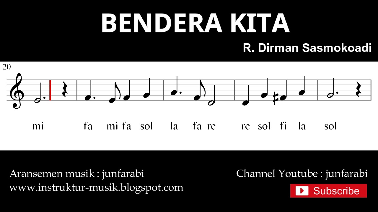 melodi lagu bendera kita - not balok nada pianika - doremi solmisasi ...
