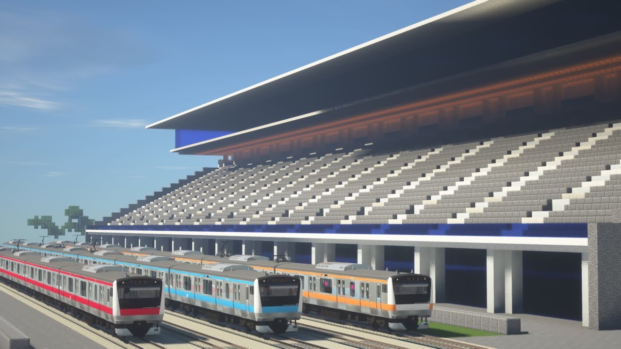 【お詫び】隣接の駅のはずが、サーキットコースに線路を敷いてしまいました。E233系 マイクラRTM - YouTube