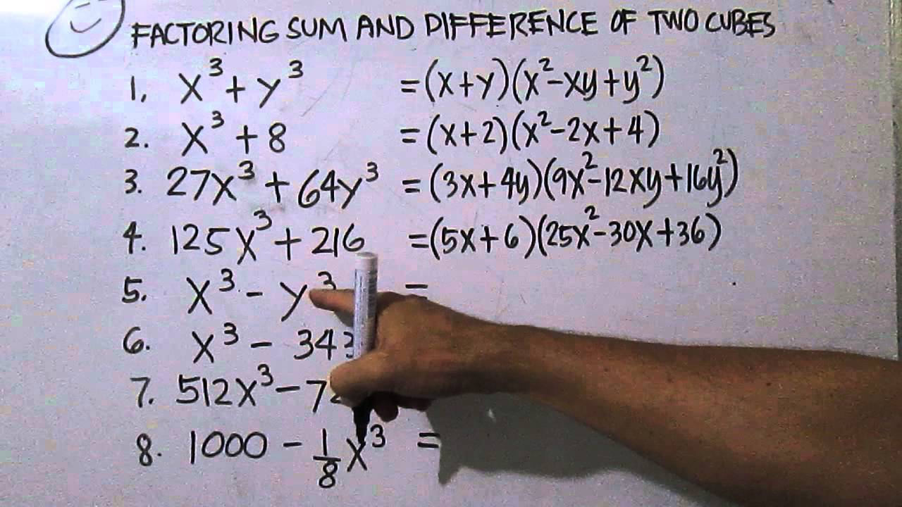 Factoring Sum And Difference Of Two Cubes YouTube