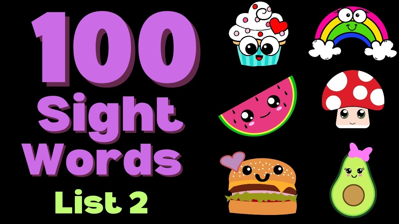 100 Sight Words List 2 | Cute Kawaii | High Frequency Words | Learn to ...