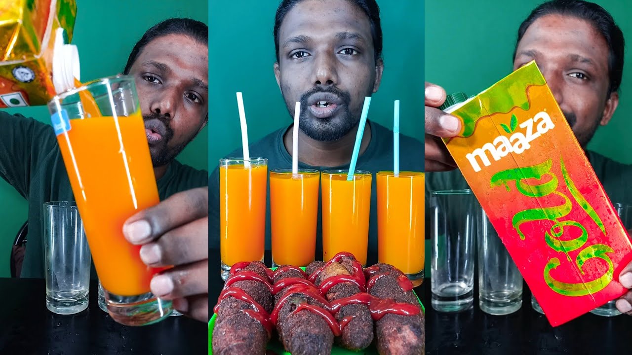 orange mango juice mukbang ASMR - YouTube