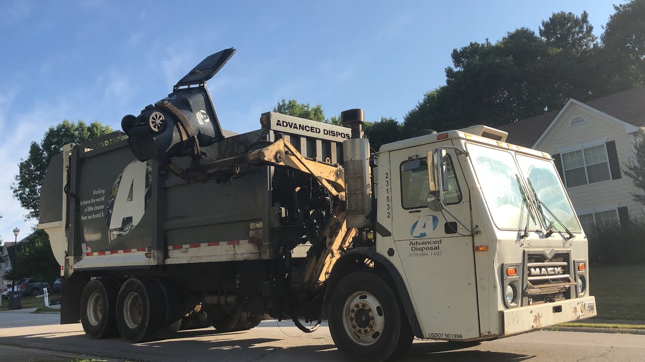 Advanced Disposal: EZ Pack Side Loader Garbage Truck In Action! - YouTube