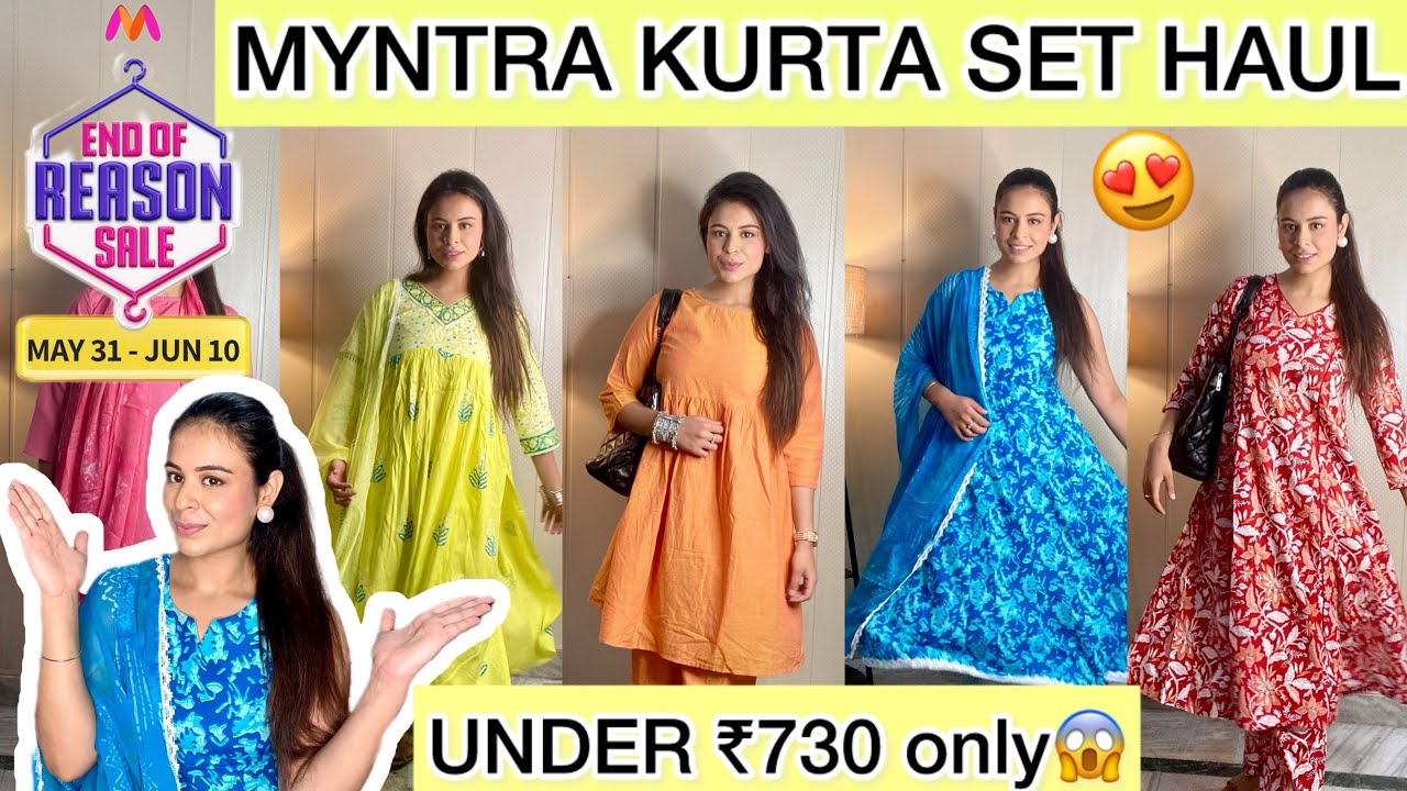 MYNTRA EORS SALE ft. KURTA SETS🩵 |Under Rs 730 only😍 | Try-On | Mahak ...