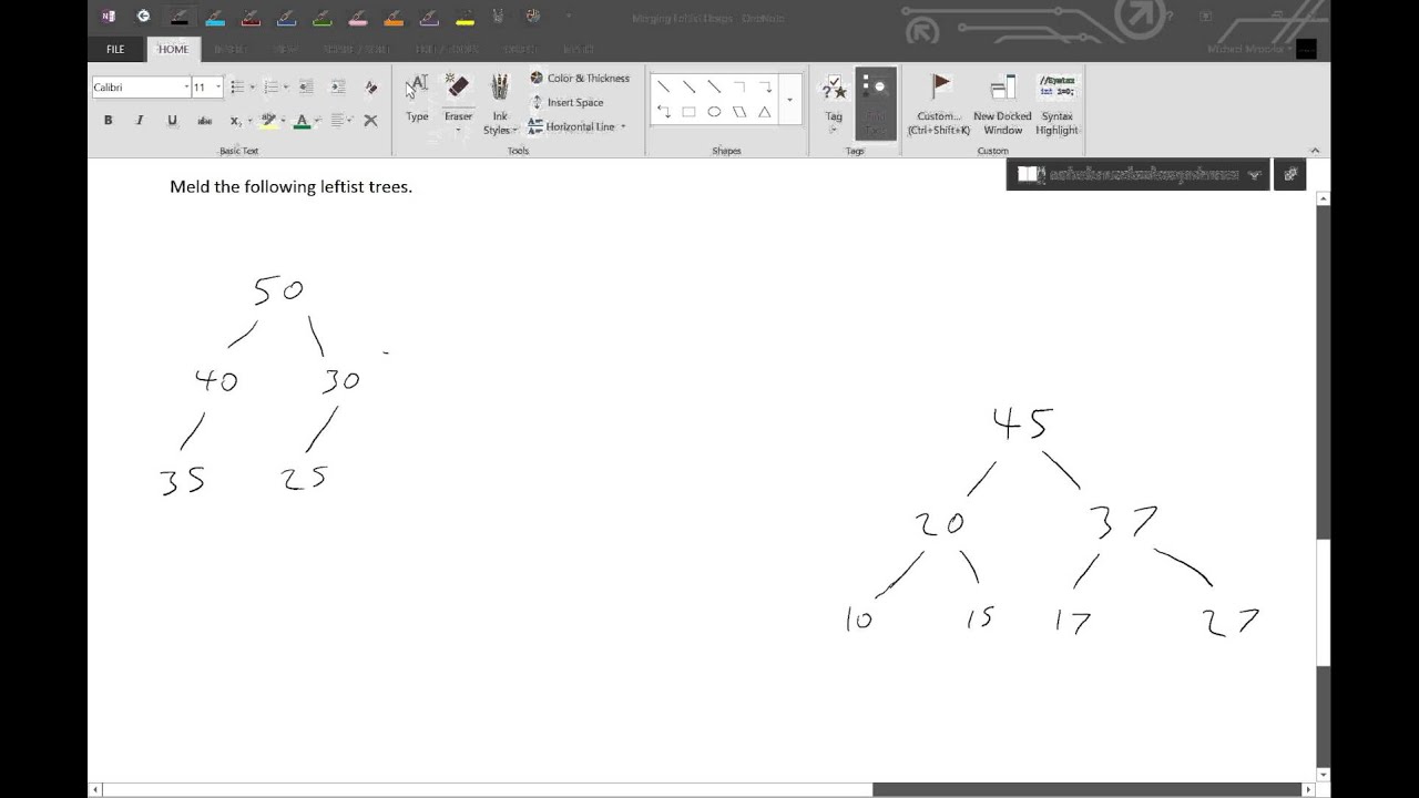 Merging Leftist Trees - More Examples - YouTube