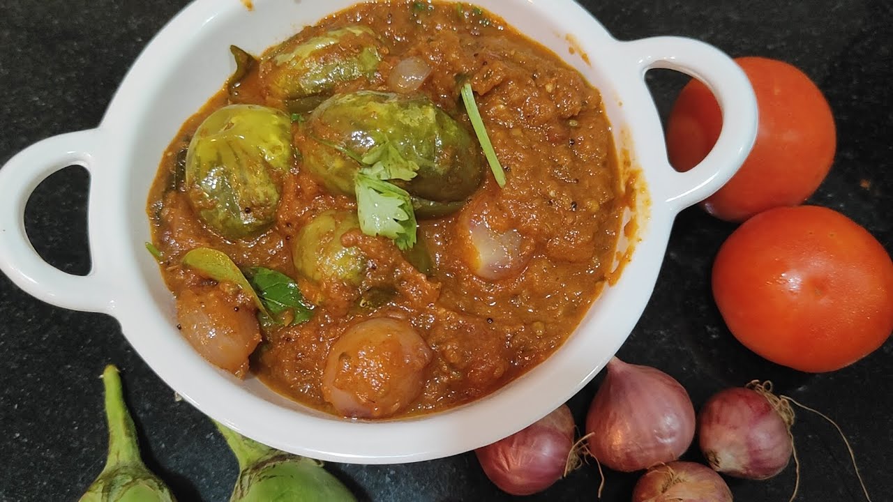 கத்தரிக்காய் புளி குழம்பு | Green Brinjal Gravy recipe| Eggplant curry ...