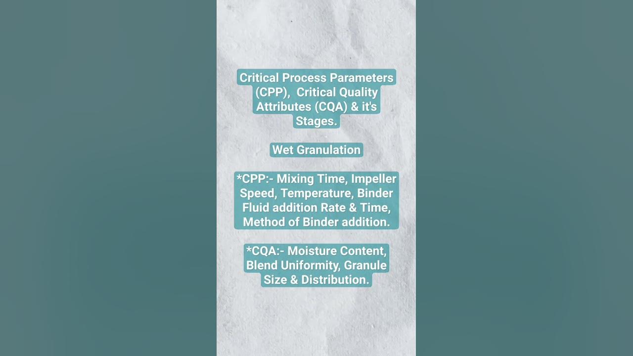 #Critical Process Parameters (CPP), #Critical Quality Attributes (CQA ...