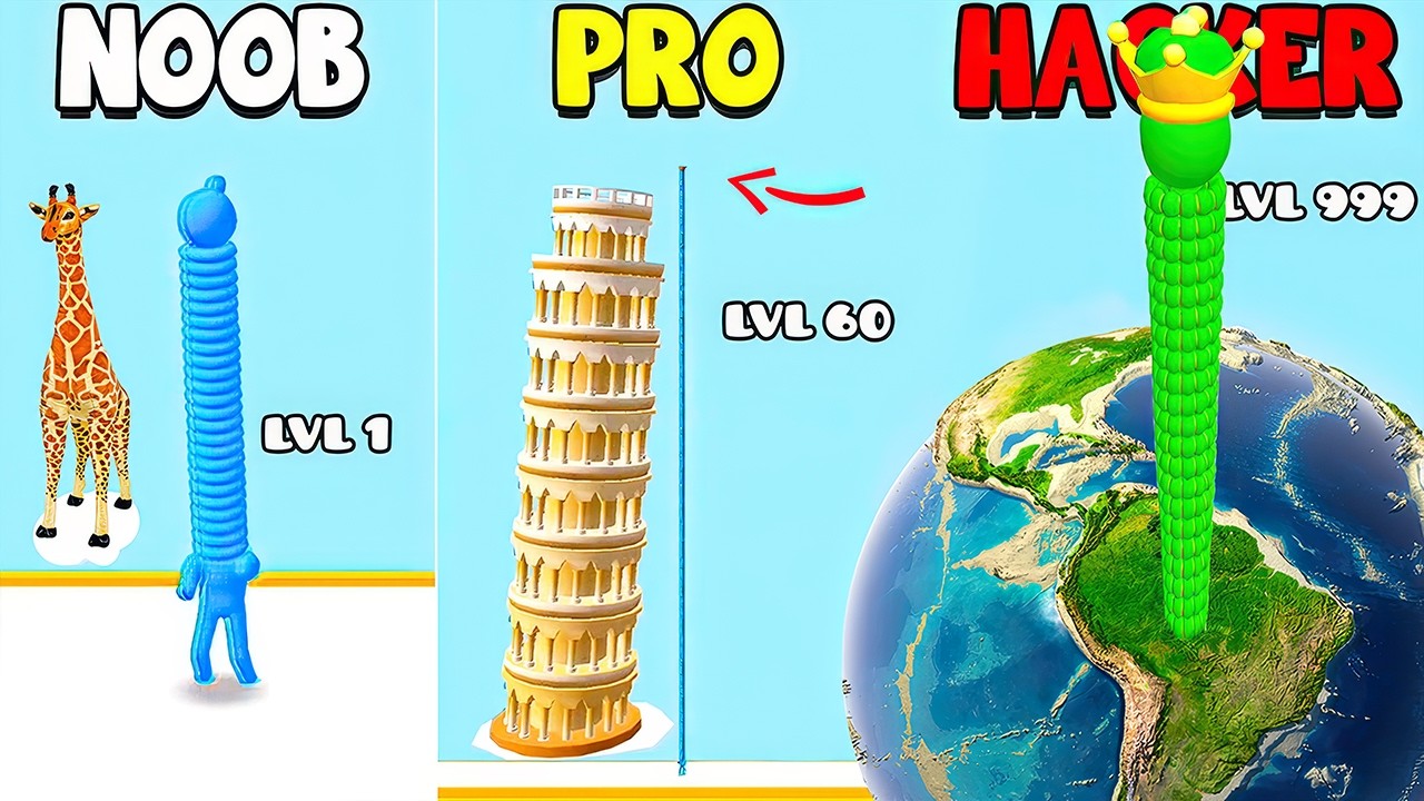 NOOB vs PRO vs HACKER in Long Neck Run 🗼 ULTRA HEIGHT my HERO! - YouTube