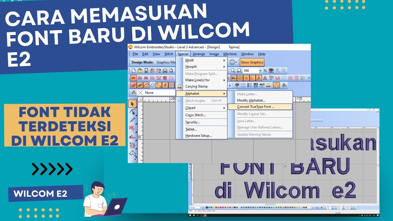 Cara memasukan Font Baru di Wilcom e2. Font tidak terbaca - YouTube