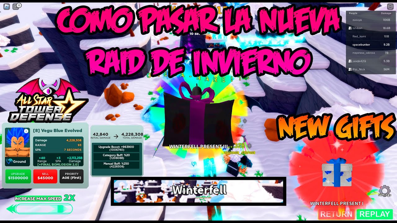 ⛄CÓMO PASAR LA WINTER RAID⛸🎄NEW GIFT🎁🌟ALL STAR TOWER DEFENSE 🌟 #roblox ...