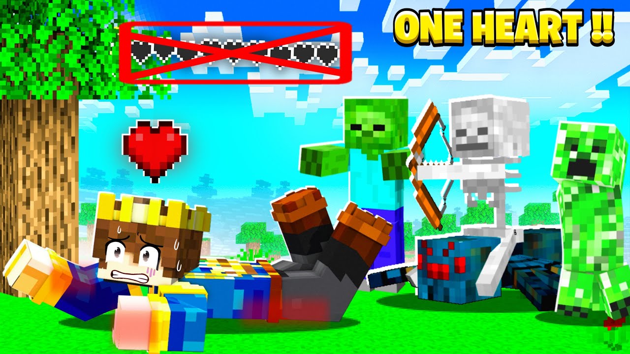 Minecraft But I Have ONLY 1 HEART !! - YouTube