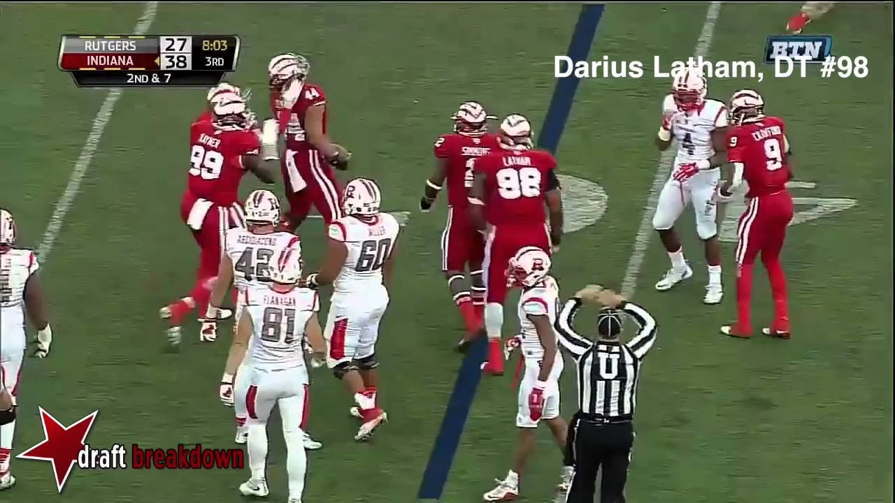 Indiana Hoosiers DT Darius Latham vs. Rutgers Scarlet Knights (2015 ...