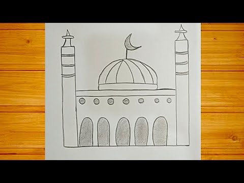 How to draw a mosque|| Easy drawing for beginners|| Mosque drawing ...