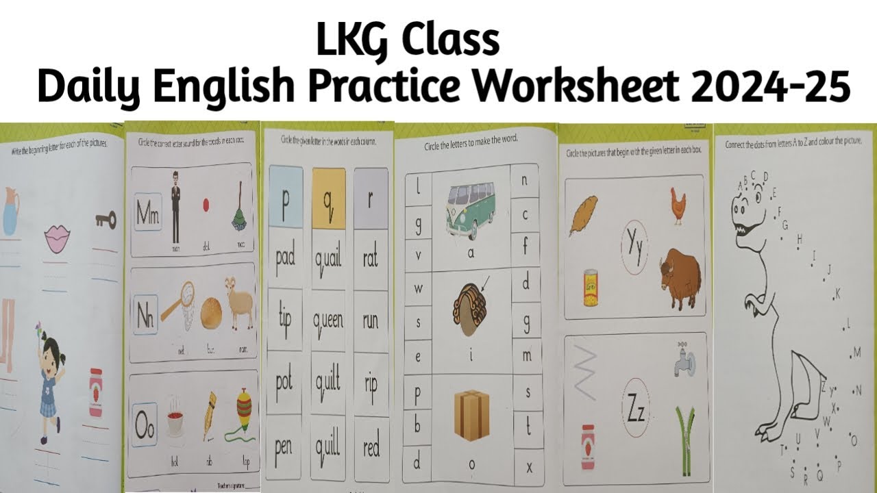 LKG Class Daily English Practice Worksheet for kids 2024-25 - YouTube