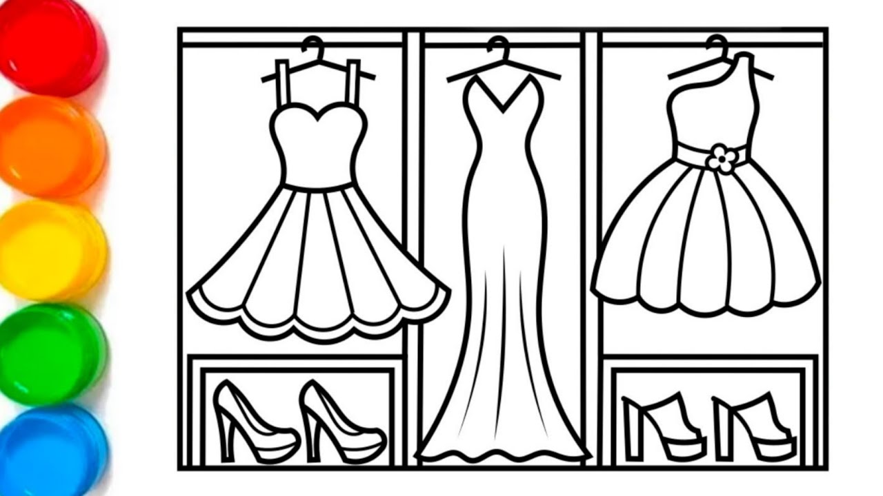 how to draw wardrobe step by step / easy frock Drawing/painting ...