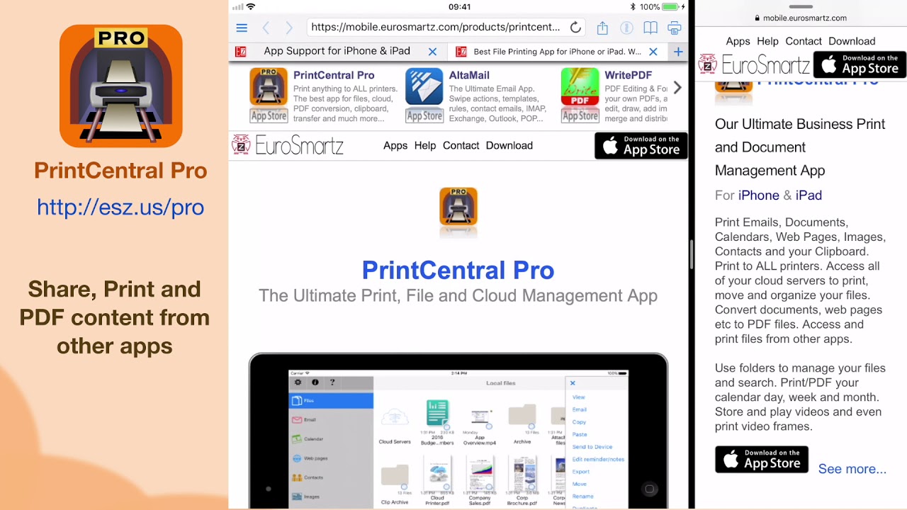Drag to Share, Print and PDF content from other apps - PrintCentral Pro ...
